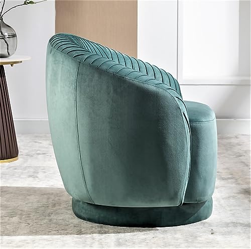 Container Furniture Direct Modern Barrel Swivel Chair with Plush Velvet Upholstery and Smooth 360° Rotation, Round Accent One-Seater Sofa for Living Room, Bedroom and Office, Mint Green