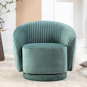 Container Furniture Direct Modern Barrel Swivel Chair with Plush Velvet Upholstery and Smooth 360° Rotation, Round Accent One-Seater Sofa for Living Room, Bedroom and Office, Mint Green