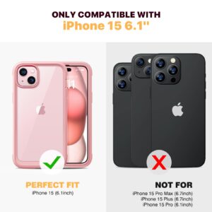 Diaclara Designed for iPhone 15 Case, Full Body Rugged Case with Built-in Touch Sensitive Anti-Scratch Screen Protector, with Camera Lens Protector for iPhone 15 6.1" (Coral Pink)