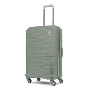 american tourister stratum 2.0 expandable hardside luggage with spinner wheels, jade green, 24-inch checked-medium