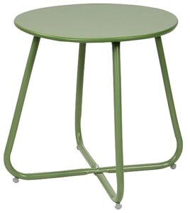 elevon weather resistant outdoor 17.5” round end accent table for bistro balcony, sage green