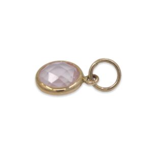 Rose-Quartz Charm 6mm Round Checkerboard-Cut Handmade In 14k Yellow Gold