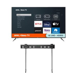 onn 50-inch class 4k hdr10+ smart tv + free wall mount with wi-fi connectivity and mobile app | flat screen tv | compatible with home kit | alexa and google assistant (renewed)