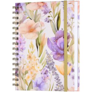 spiral notebook, a5 lined journal for women, hardcover spiral journal with 2 pockets, college ruled notebooks, cute notebook for office, school supplies, gifts (160 pages, 6.3" x 8.46", iris)