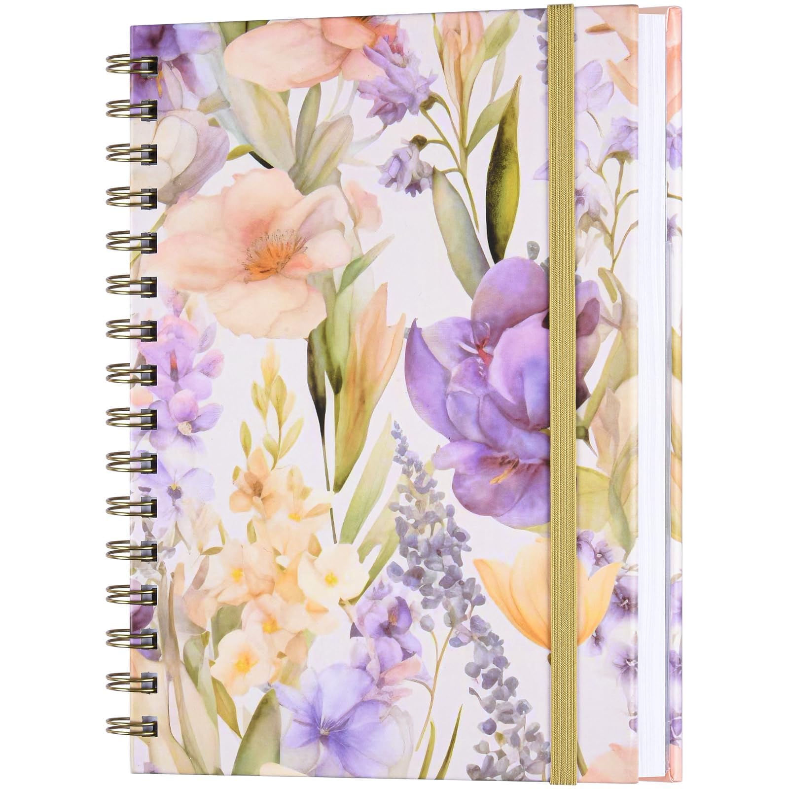 Spiral Notebook, A5 Lined Journal for Women, Hardcover Spiral Journal with 2 Pockets, College Ruled Notebooks, Cute Notebook for Office, School Supplies, Gifts (160 Pages, 6.3" x 8.46", Iris)