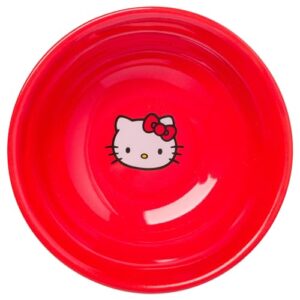 Silver Buffalo Sanrio Hello Kitty Red and White Bow Ceramic Sushi Set with Dipping Sauce Dish and Matching Chopsticks