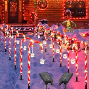 crileal christmas decorations 12pcs candy cane lights, 84led solar christmas lights outdoor waterproof with 8 modes, christmas outdoor yard decor for garden/lawn/tree/pathway/patio