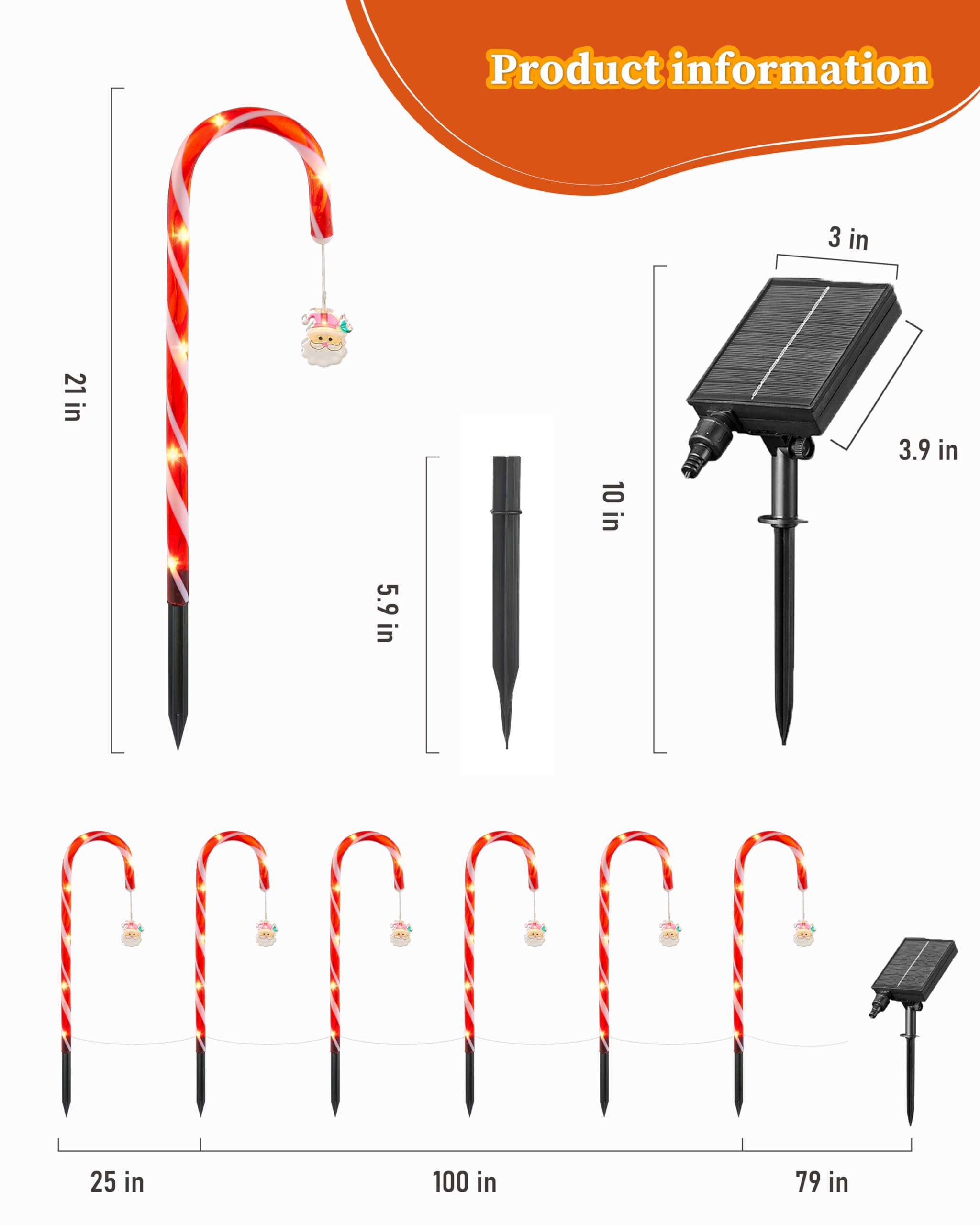 CRILEAL Christmas Decorations 12pcs Candy Cane Lights, 84LED Solar Christmas Lights Outdoor Waterproof with 8 Modes, Christmas Outdoor Yard Decor for Garden/Lawn/Tree/Pathway/Patio