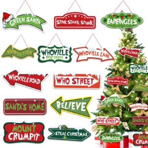 yujun 24pcs christmas whoville tree ornaments decorations xmas large paper crafts tree hanging ornaments signs for christmas welcome to home indoor porch party decorative supplies