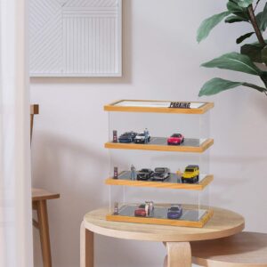 cxiiuui 1/64 Scale Display Case 3-Tiers Diecast Car Garage Display Case 15 Parking Space Model Car Show Case with Acrylic Cover