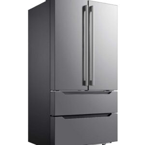 SMETA French Door Kitchen Refrigerators with Ice Maker, 22.5 Cu.Ft Counter Depth Fridge for 36 Inch Double Door with Bottom Freezer, Stainless Steel Full Size, Side by Side Fridges neveras para cocina