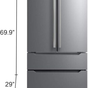 SMETA French Door Kitchen Refrigerators with Ice Maker, 22.5 Cu.Ft Counter Depth Fridge for 36 Inch Double Door with Bottom Freezer, Stainless Steel Full Size, Side by Side Fridges neveras para cocina