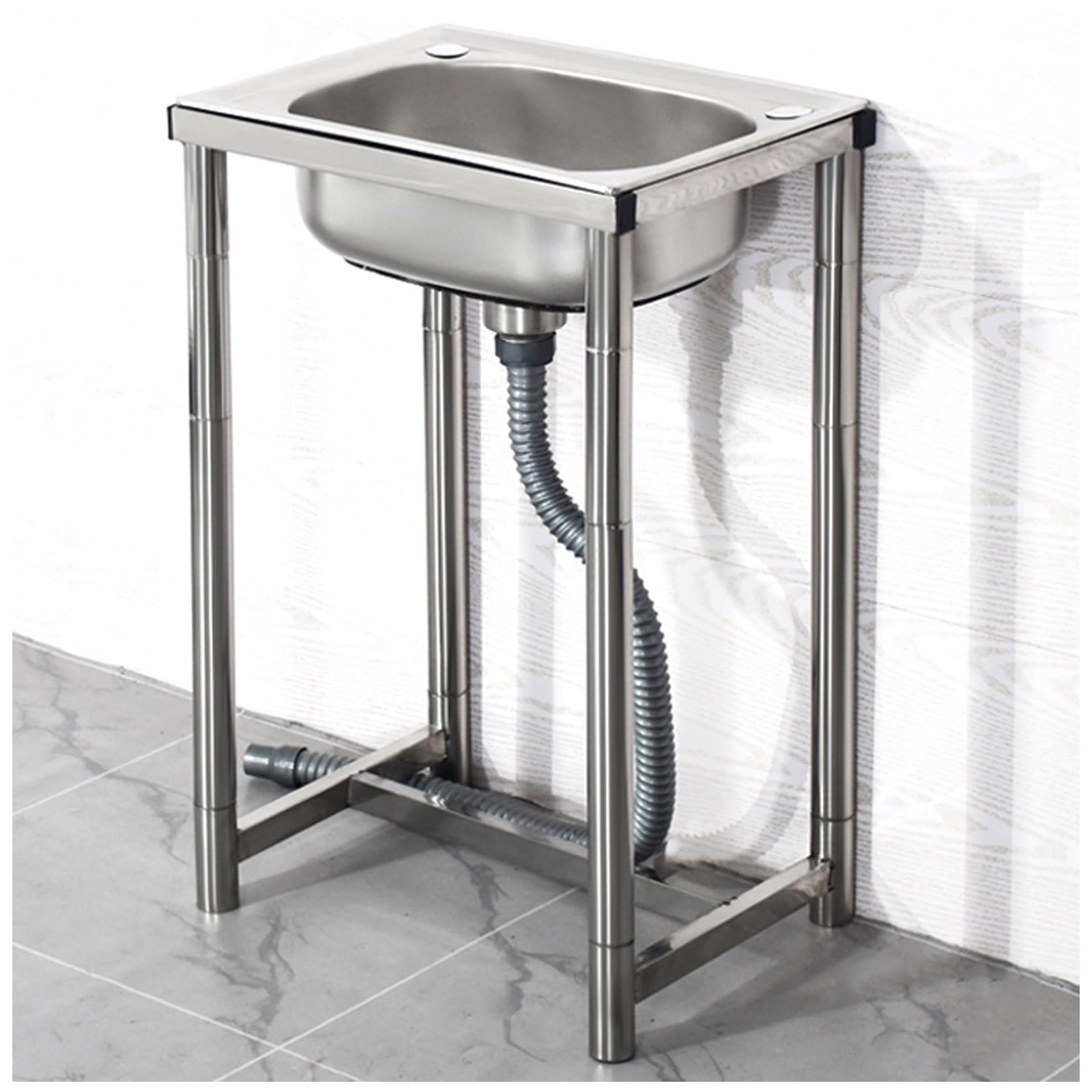 Stainless Steel Outdoor Sink, Single Bowl Utility Sink, Camping Sink, Laundry Sink, Free Standing Commercial Restaurant Sink Set, Easy to Clean (Size : 38x33x45cm/15x13x17.7in)