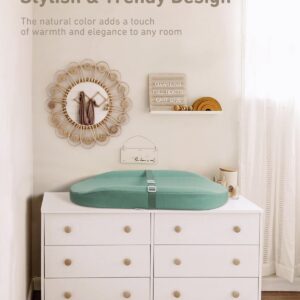 Contoured Changing Pad with Soft & Washable Cover, Waterproof Lining Foam Baby Changing Table Pads for Dresser Top, Secure with Security Strap and Two High Curved Sides, 32”×16”, Sage Green