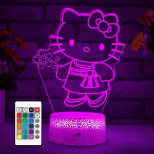 zehaiylf cat night light - kitty lamp,with remote & smart touch,7 colors + 16 colors changing opreated,dimmable lamp，children's day gift，for children's room decoration，christmas gifts