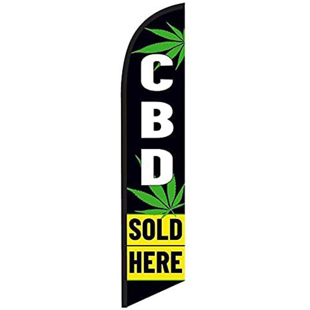 CBD Sold Here Sign, Smoke Shop Advertising Feather Banner Swooper Flags. Replacement Flag Only.