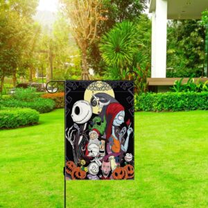 The Nightmare Before Christmas Garden Flag 12.5×18'' Jack Skellington and Sally Yard Sign Gothic Halloween Christmas Xmas Holiday Decoration Outdoor Outside Yard Lawn