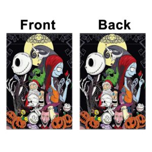 The Nightmare Before Christmas Garden Flag 12.5×18'' Jack Skellington and Sally Yard Sign Gothic Halloween Christmas Xmas Holiday Decoration Outdoor Outside Yard Lawn