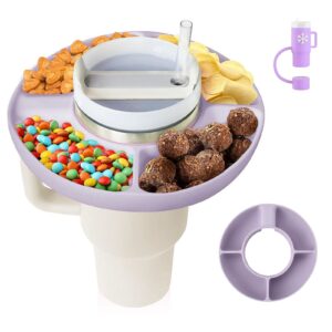 zonyee snack bowl for stanley 40oz tumbler with handle, silicone reusable snack ring snack tray fits for stanley cup 1.0/2.0, suitable for cinema, at home or outdoor, orchid