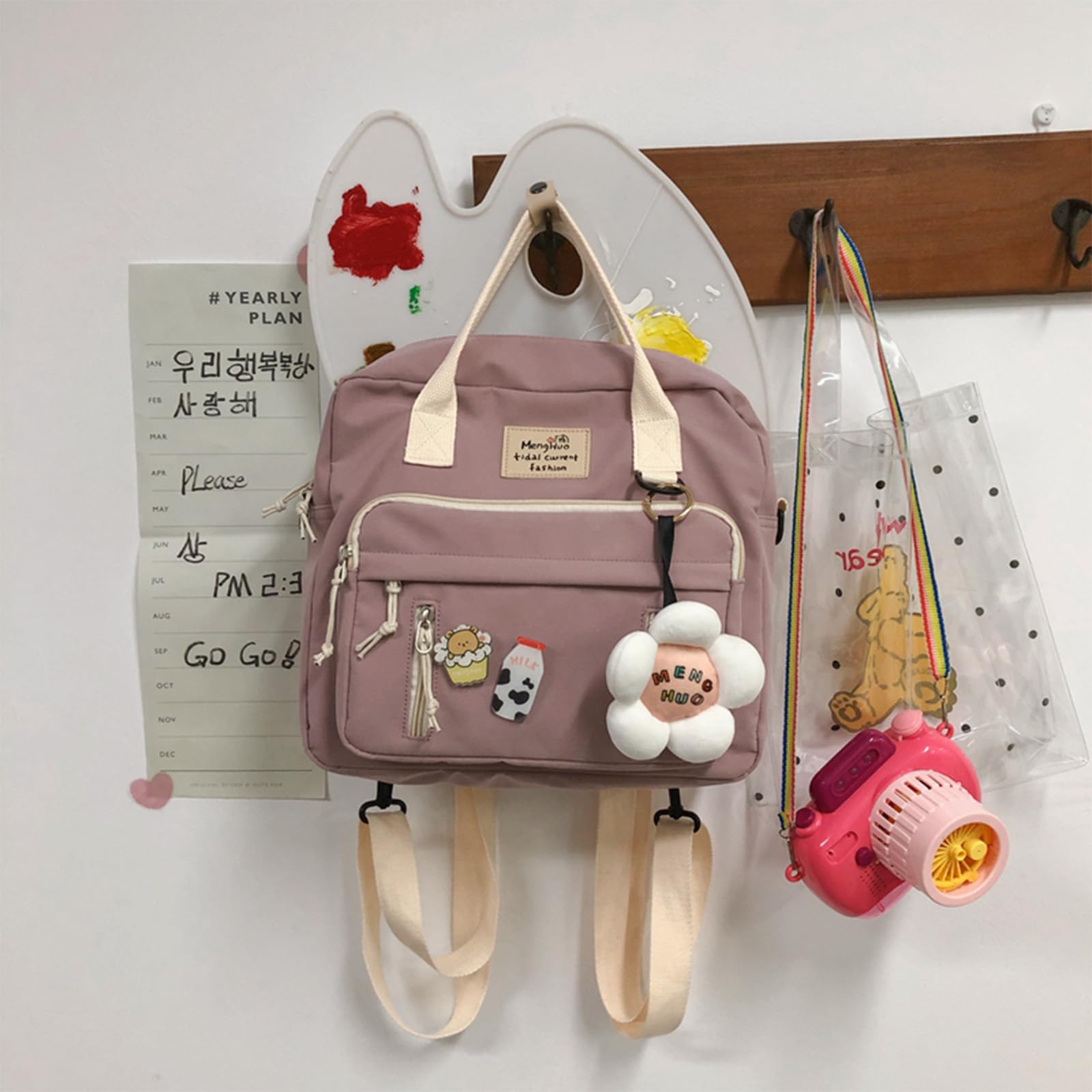 Extolove Cute Messenger Bag, Kawaii Backpack Japanese Crossbody Bag Aesthetic Bag Ita Bag with Kawaii Accessories (A Pink)