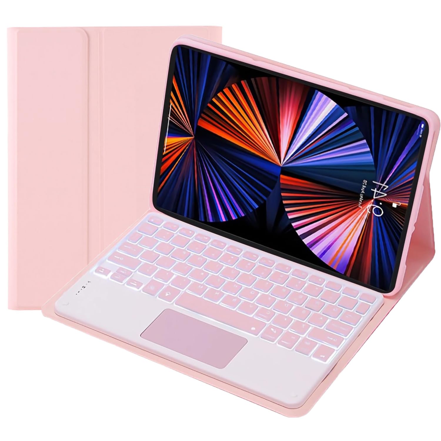 HEUCYL Touchpad Keyboard Case for Xiaomi Redmi Pad 10.6 inch 2022, Magnetic Detachable Wireless Bluetooth 7-Color Backlit Keyboard, Ultra-Thin Multi-Angle Stand Case,Pink