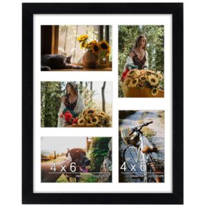 duenpy 11x14 collage picture frame, 4x6 collage picture frame，displays five 4x6 inch photos, or 11x14 (without mat) available for horizontal and vertical display，black.