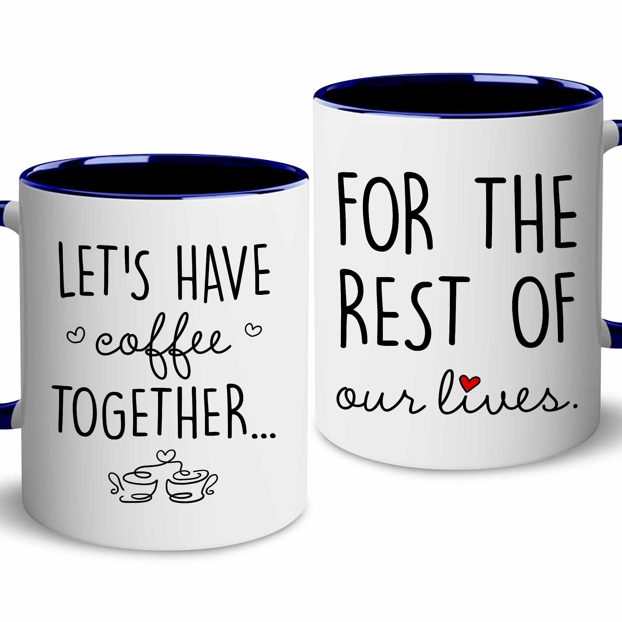 BSQUIELE Couple Mug Set - Fathers Day, Mothers Day, Valentine Mug Set For Wife, Husband, Mom, Dad - Bridal Shower, Engaged, Christmas, Wedding, Birthday Gifts For Bride, Groom, Mr, Mrs, Him, Her 11OZ