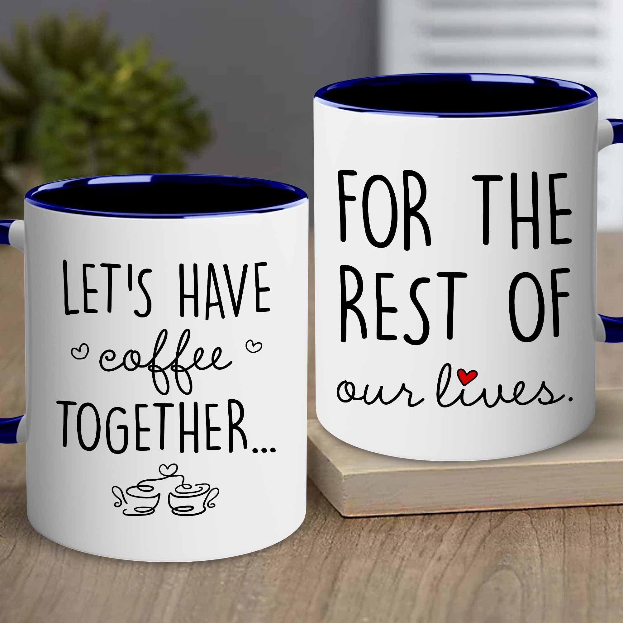 BSQUIELE Couple Mug Set - Fathers Day, Mothers Day, Valentine Mug Set For Wife, Husband, Mom, Dad - Bridal Shower, Engaged, Christmas, Wedding, Birthday Gifts For Bride, Groom, Mr, Mrs, Him, Her 11OZ