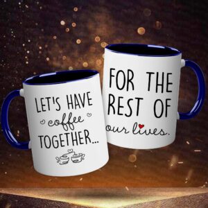 BSQUIELE Couple Mug Set - Fathers Day, Mothers Day, Valentine Mug Set For Wife, Husband, Mom, Dad - Bridal Shower, Engaged, Christmas, Wedding, Birthday Gifts For Bride, Groom, Mr, Mrs, Him, Her 11OZ