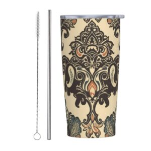 asian elephants print 20 oz stainless steel tumbler with lid and straw insulated coffee cup portable travel mug for cold and hot drinks