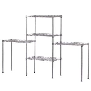 imseigo 5-shelf adjustable standing shelf units, heavy duty storage shelf wire shelving unit storage shelves, steel organizer wire rack for garage, pantry, closet, kitchen, laundry (silver)