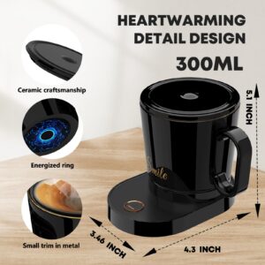 GEEZO Smart Temperature Control Travel Coffee Mug Electric Heated Travel Mug Stainless Steel Tumbler Smart Heating Car Cup Keep Milk Warm LCD Display Easily Washing Safe for use (Wireless Mug)