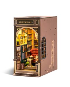 rowood book nook,diy book nook kits for adults,3d wooden puzzle bookend miniature kit,bookshelf insert decor alley,wood craft hobbies for women/men,birthday christmas gifts-bookstore