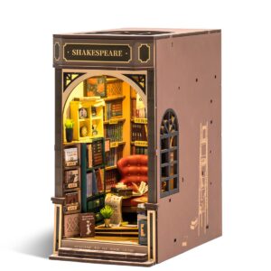 rowood Book Nook,DIY Book Nook Kits for Adults,3D Wooden Puzzle Bookend Miniature Kit,Bookshelf Insert Decor Alley,Wood Craft Hobbies for Women/Men,Birthday Christmas Gifts-Bookstore