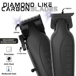 Supreme Trimmer 2-in-1 Vader Clipper & Trimmer Kit | Cordless Beard Trimmer & Mens Clippers Set for Barbers or Home | with DLC Coated Blades | Black