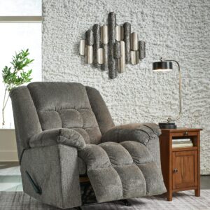 Signature Design by Ashley Kegler Contemporary Tufted Manual Rocker Recliner, Gray