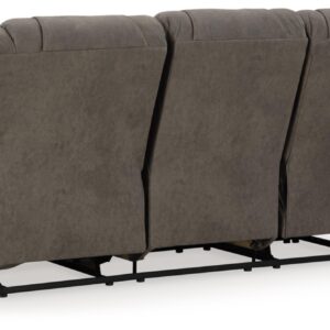 Signature Design by Ashley First Base Contemporary Faux Leather Manual Reclining Sofa, Gray