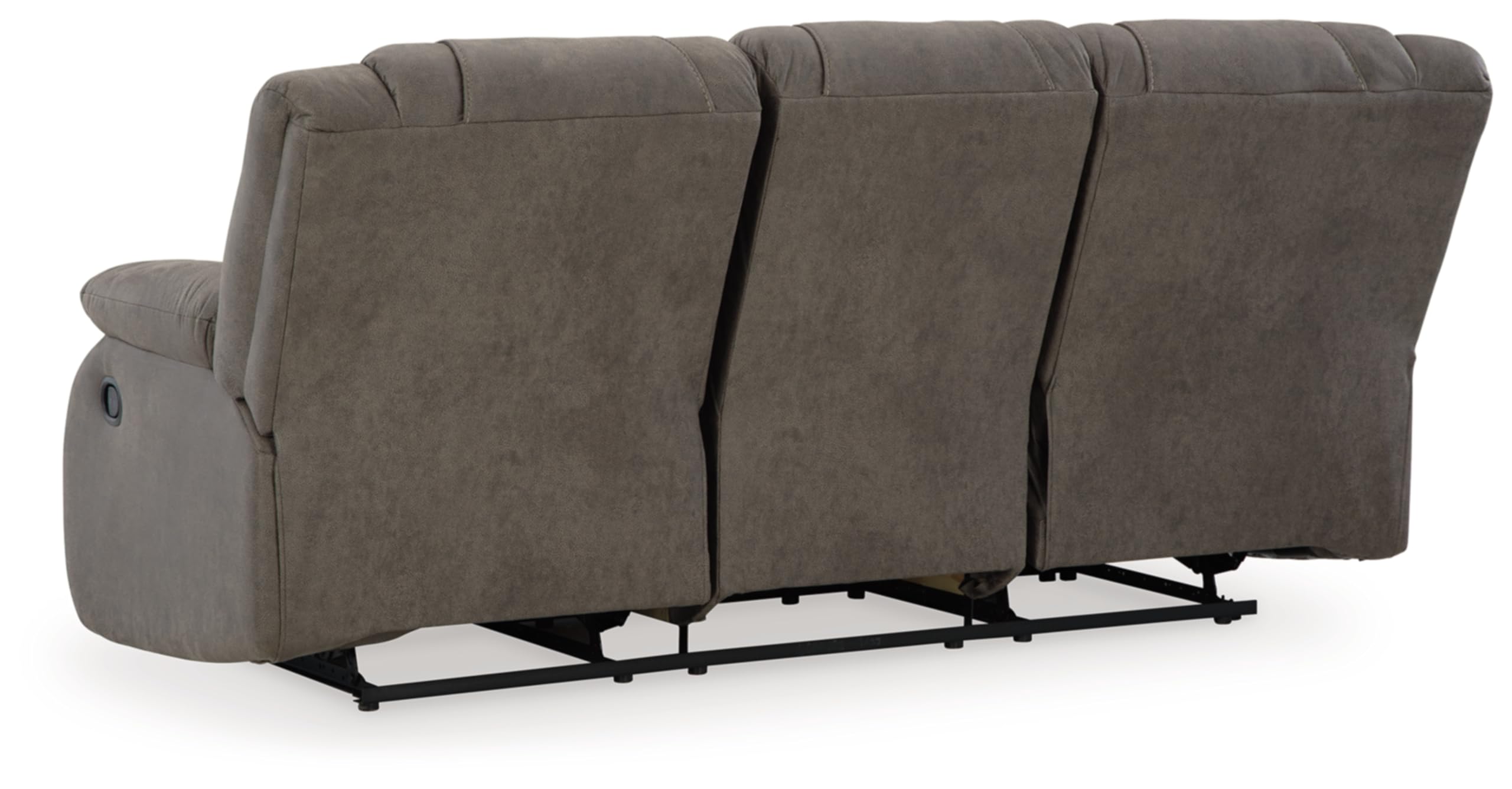 Signature Design by Ashley First Base Contemporary Faux Leather Manual Reclining Sofa, Gray