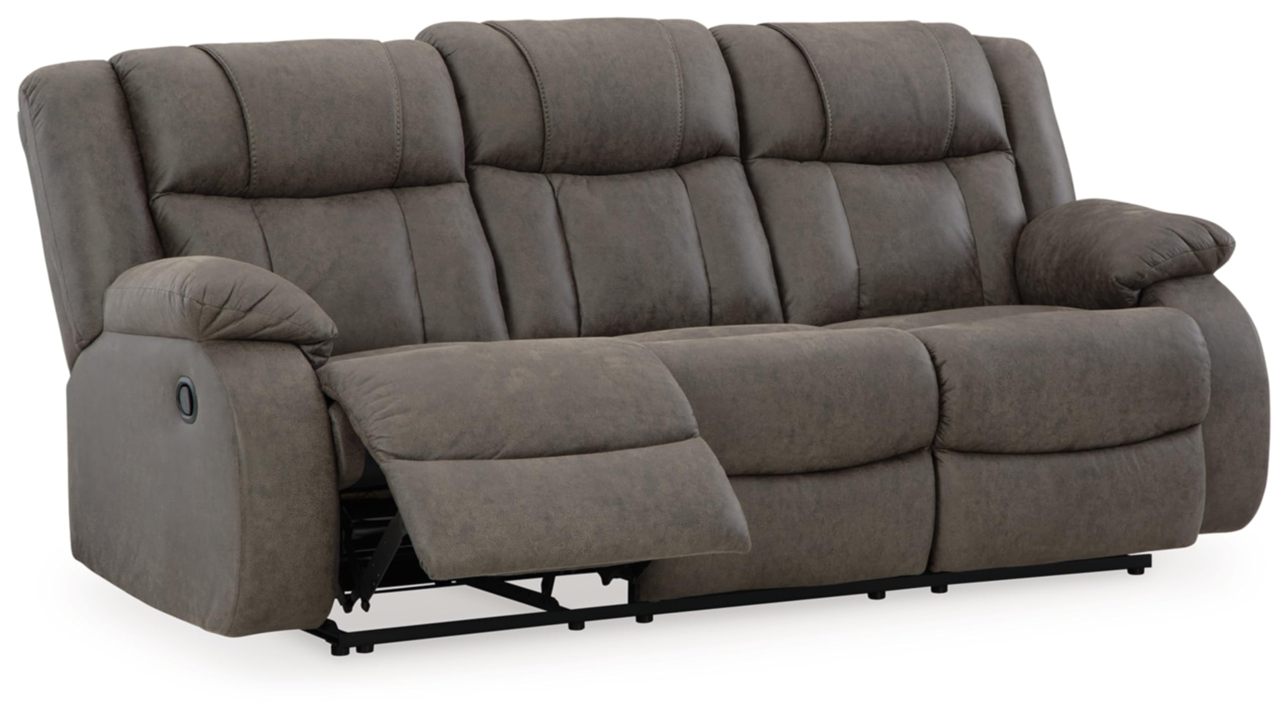 Signature Design by Ashley First Base Contemporary Faux Leather Manual Reclining Sofa, Gray