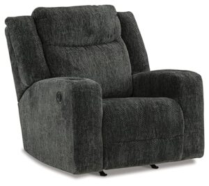 signature design by ashley martinglenn modern chevron velvet manual rocker recliner with cup holders, black