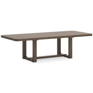 signature design by ashley cabalynn farmhouse dining extension table with 1 removable center leaf, light brown