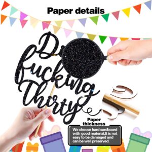 Dirty F*cking Thirty Cake Topper, Funny 30 Birthday Cake Decor for Men Women, Happy 30th Birthday Party Decorations Supplies,Black Glitter