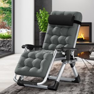 LILYPELLE Comfy Folding Chair, Folding Lounge Chair for Bedroom and Living Room, Folding Reclining Patio Chairs with Removable Cushion for Indoor Outdoor