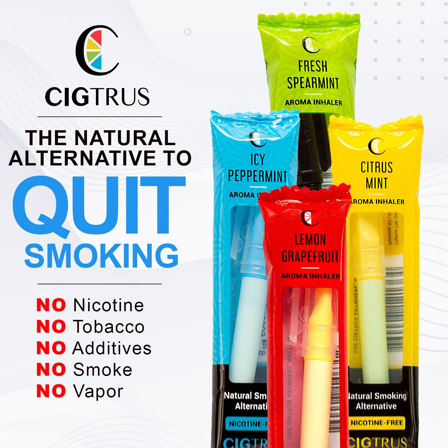 Cigtrus Smokeless Air Inhaler - Natural Smoking Alternative | Tobacco-Free, Nicotine-Free, & Non-Electric | Oral Fixation Craving Relief - Quit Smoking Aid & Stop Vaping Aid | Lemon Lime- 1 Piece