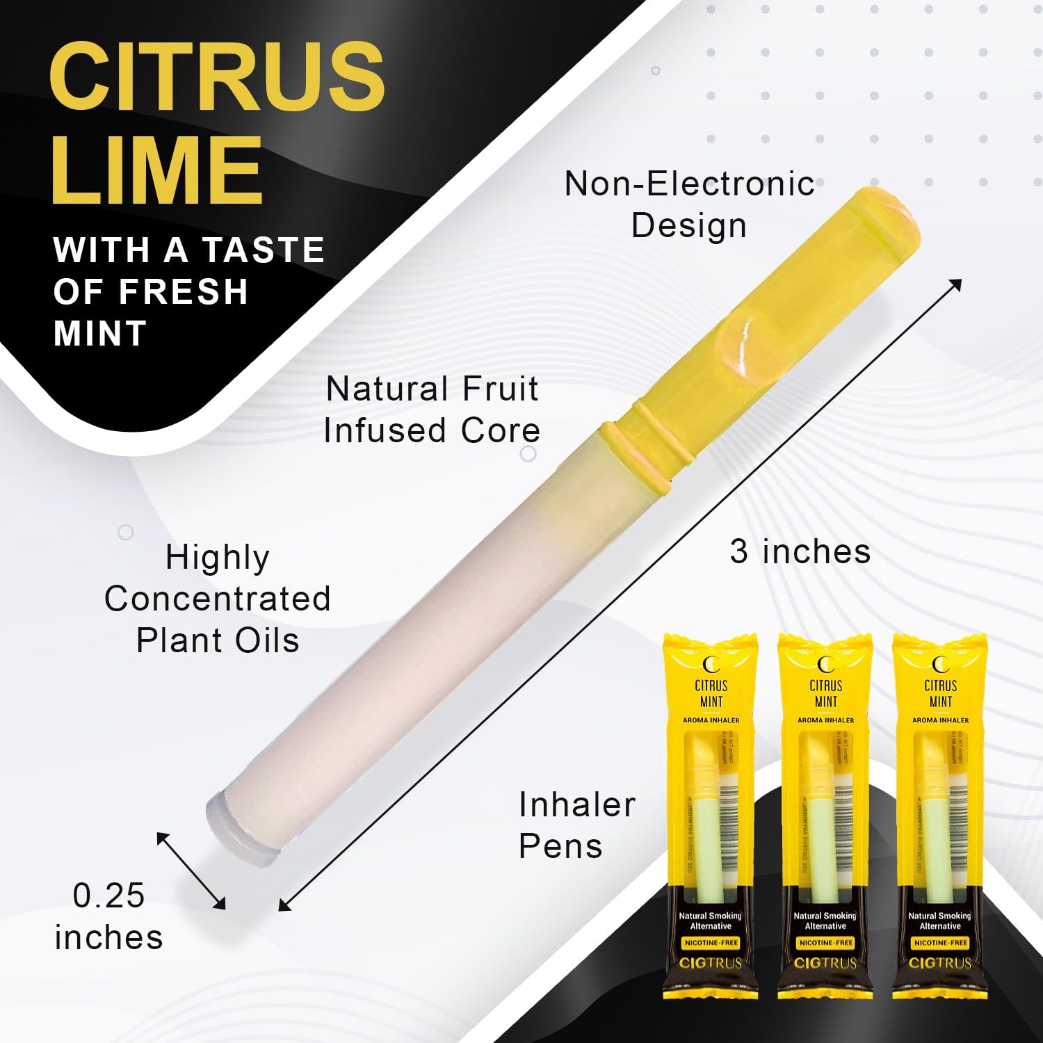 Cigtrus Smokeless Air Inhaler - Natural Smoking Alternative | Tobacco-Free, Nicotine-Free, & Non-Electric | Oral Fixation Craving Relief - Quit Smoking Aid & Stop Vaping Aid | Lemon Lime- 1 Piece