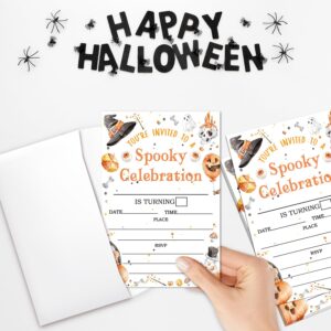 EUFJDKSL Halloween or Costume Party Invitations Pumpkin Ghost Monster Cute Trick or Treat Box or Treat for Kids Halloween Birthday Party or Adult Party 25 Fill-in Cards with Envelopes - 4"X6" (HM415)