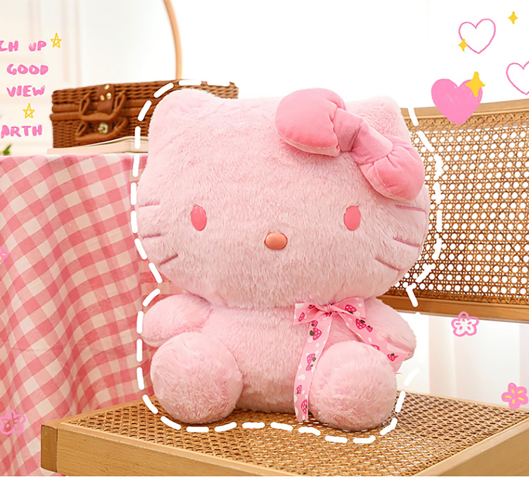 Comtaric 9 Inch Pink Kitty Plush - The Perfect for Birthdays, Halloween, and Christmas