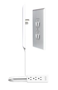 sleek socket - the original & patented ultra-thin outlet concealer for inverted outlets w/cord concealer kit, 3 outlet, 3-ft cord, universal size (ideal for kitchens, small spots & behind furniture)