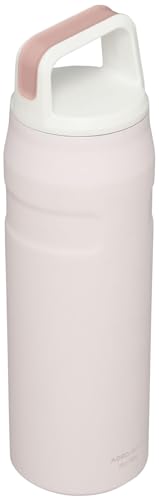 Stanley IceFlow Cap and Carry+ Water Bottle 24 OZ | Wide Mouth Twist Lid | Lightweight & Leakproof for Travel & Gym | Insulated Stainless Steel | BPA-Free | Rose Quartz Glimmer