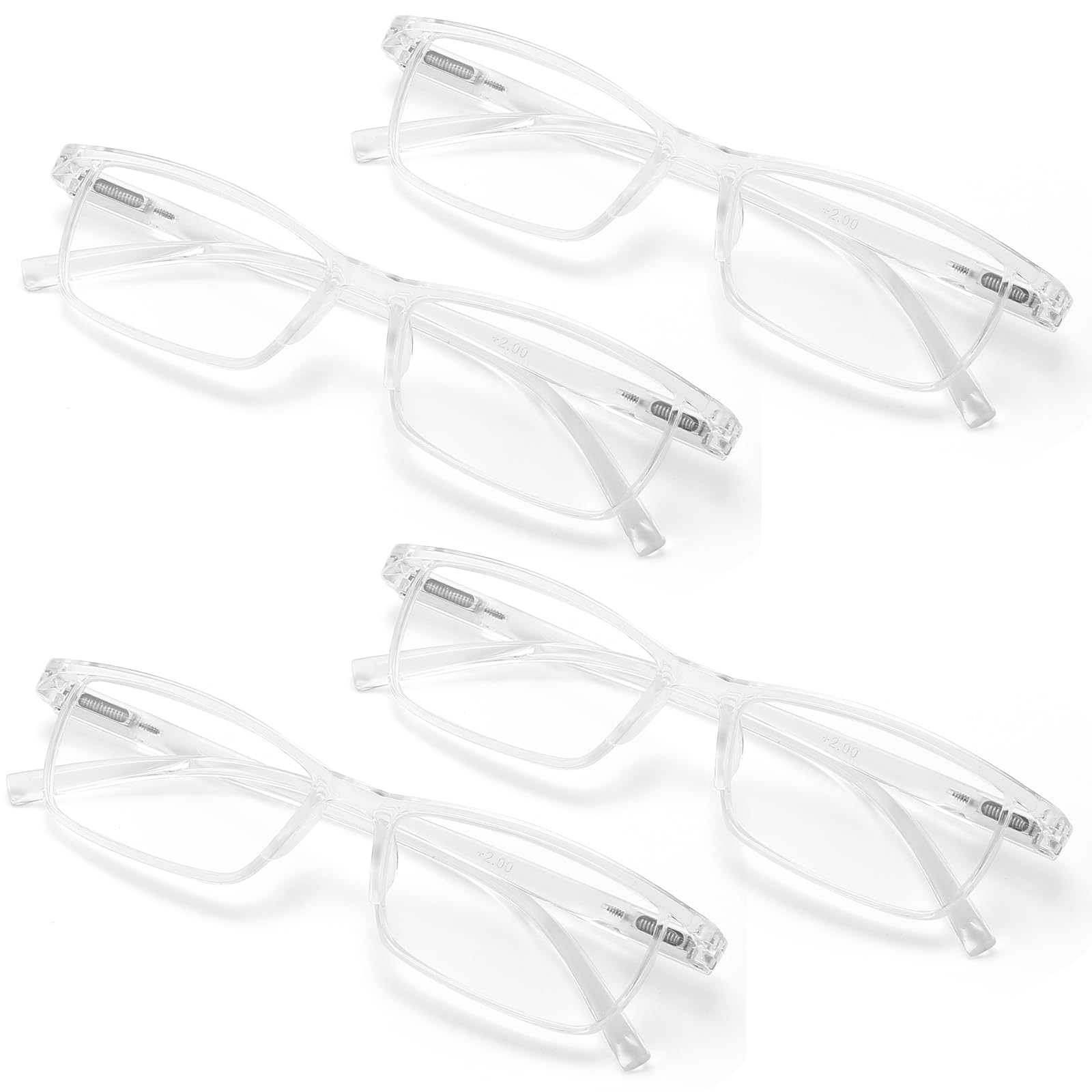 AJYADO Reading Glasses Blue Light Blocking - Computer Readers Men Women Magnifying Eyeglass Anti Blue ray Ultra Light Spring Hinge (4Pcs Clear 1.5)